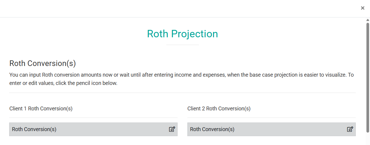 Roth Projection Tool